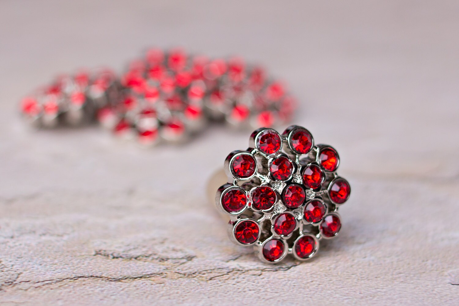 Red Rhinestone Buttons 5 Acrylic Buttons Aybreonn Button | Etsy