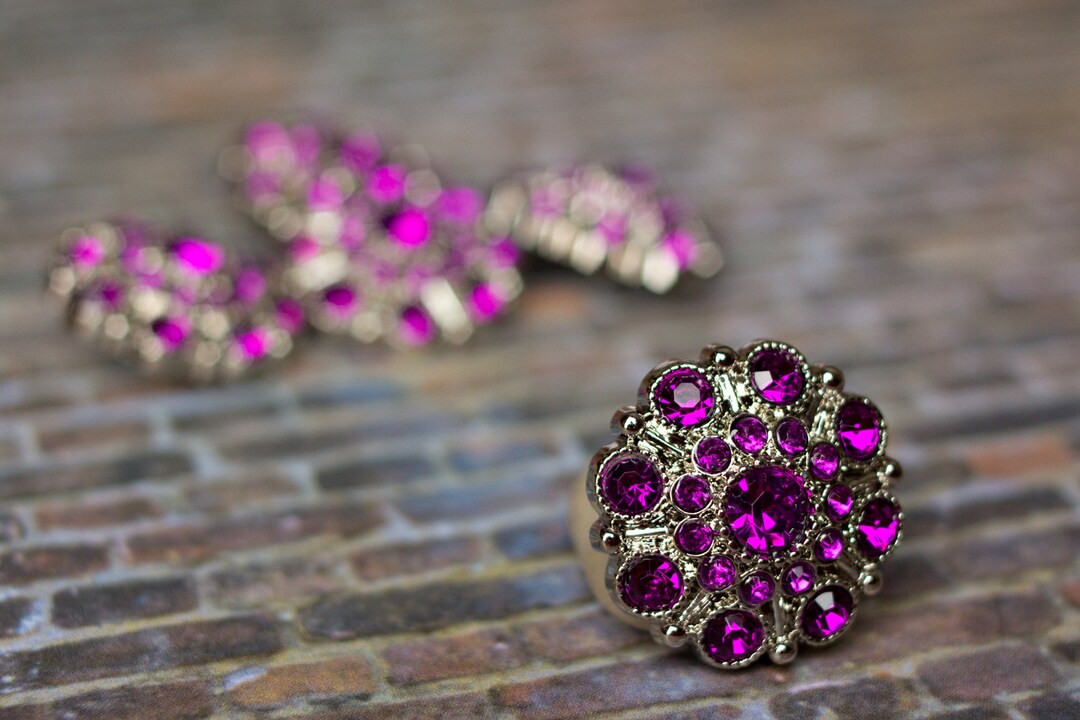 5 Purple Rhinestone Buttons Acrylic Rhinestoe Buttons Wholesale ...
