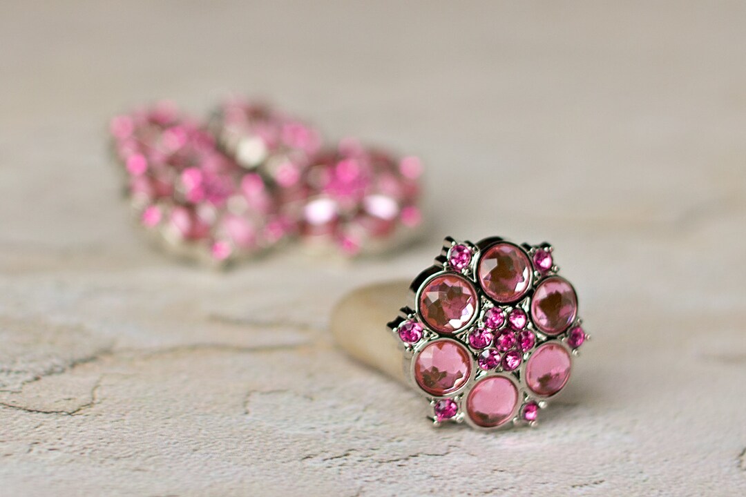 5 Rhinestone Buttons - Light Pink / Hot Pink - Abbey Button - 25mm ...