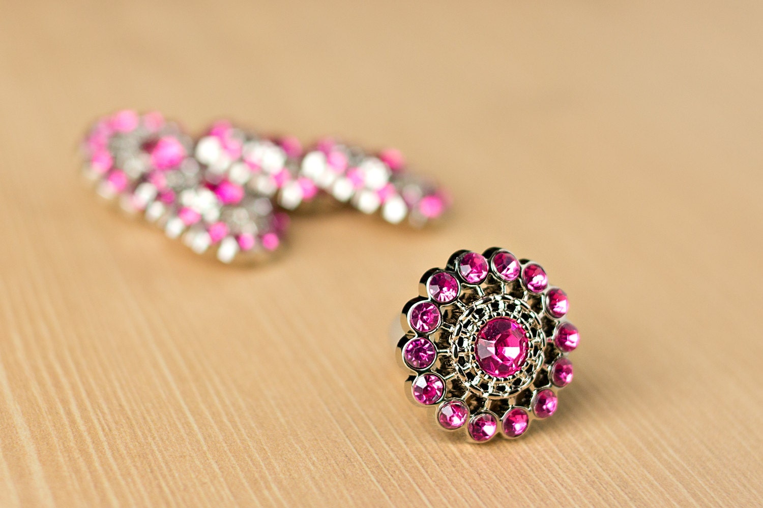 Hot Pink Rhinestone Button 5 Acyrlic Rhinestone Buttons - Etsy UK