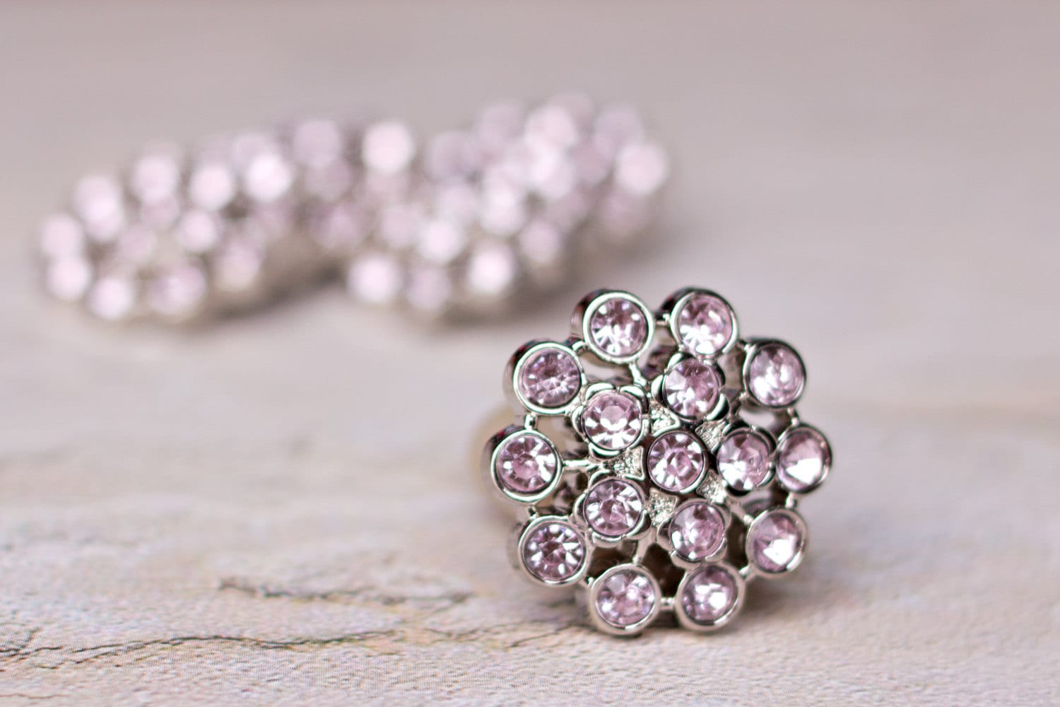 Pink Rhinestone Buttons 5 Acrylic Buttons Aybreonn | Etsy