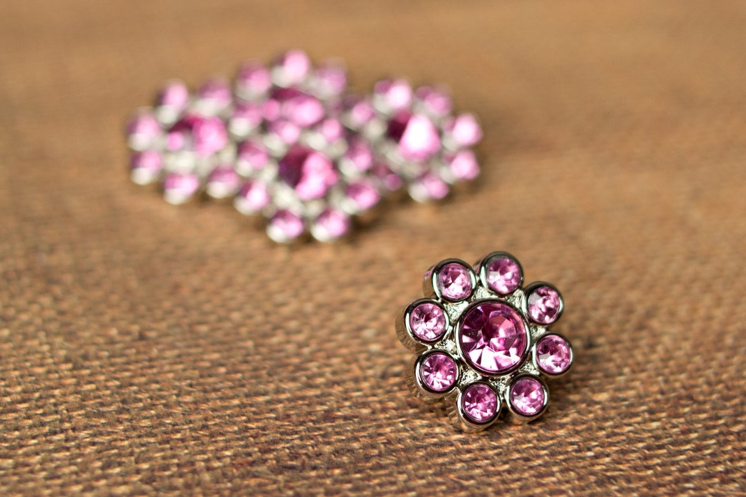 5 Rhinestone Buttons - Pink Buttons - Ashlynn Button - 22mm - Plastic ...