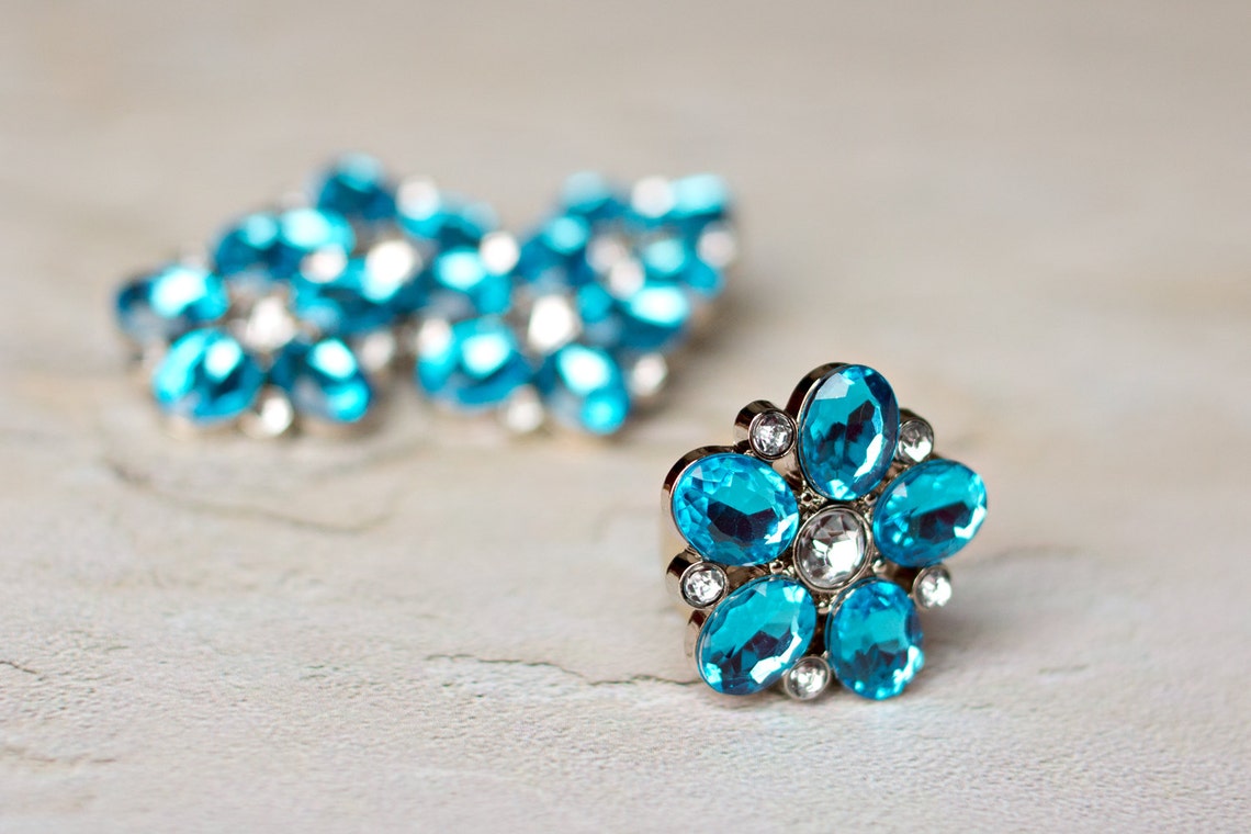 Turquoise Rhinestone Buttons Set of 5 Star Acrylic Buttons - Etsy