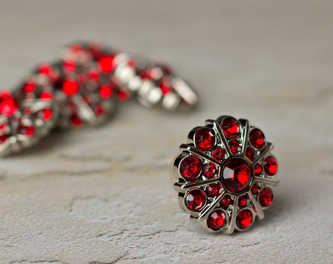 5 Red Rhinestone Buttons Emma Button 25mm Plastic Buttons Acrylic ...