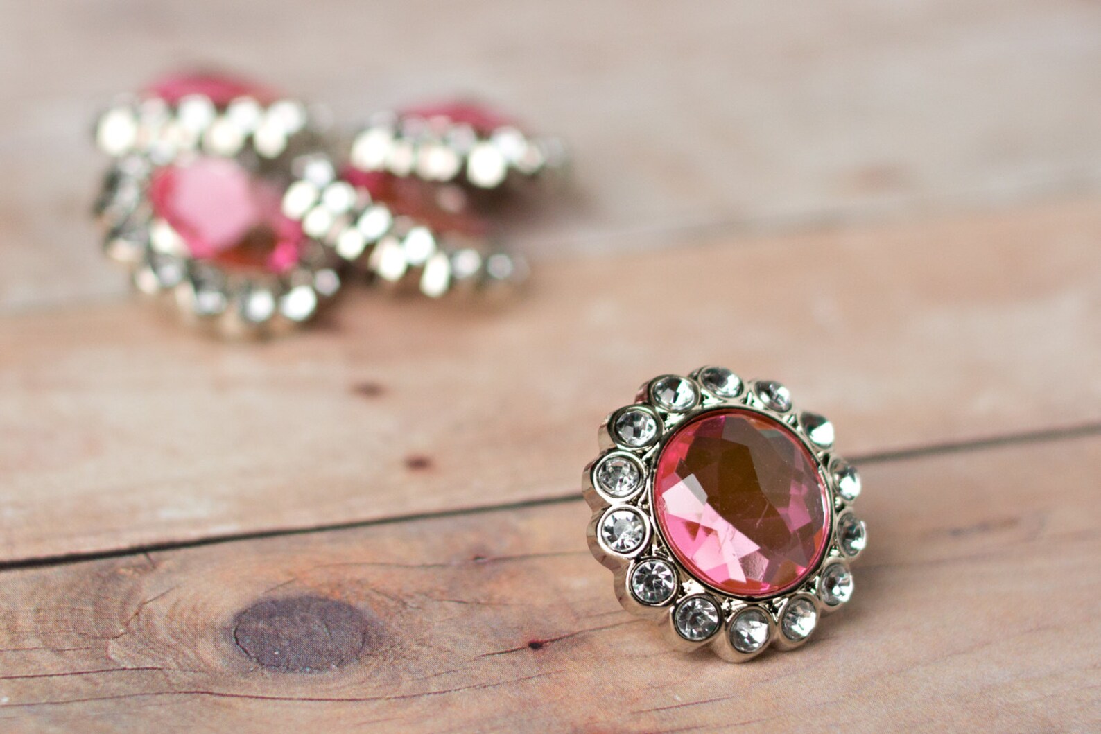 5 Rhinestone Buttons - Light Pink/clear - Kayli Princess Cut Button ...