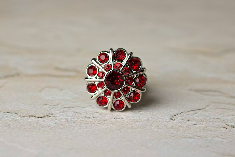 5 Red Rhinestone Buttons Emma Button 25mm Plastic | Etsy