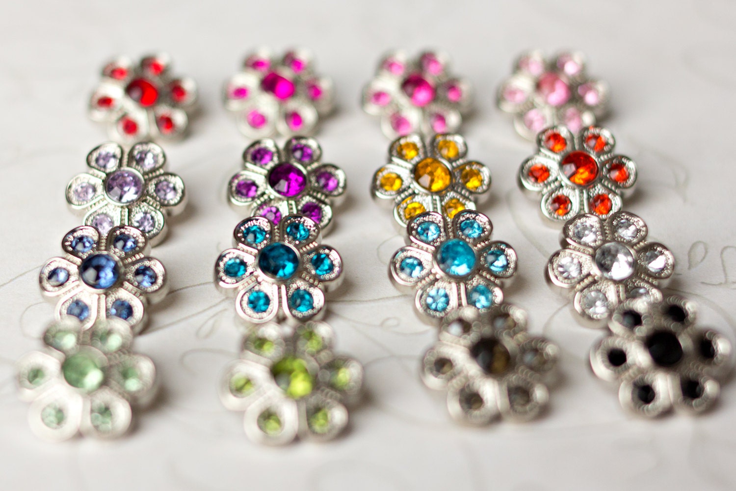 5 Rhinestone Buttons Several Colors Available Christine - Etsy