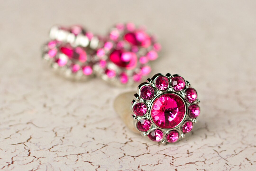 5 Rhinestone Buttons Hot Pink Buttons Lauren Button 25mm Plastic ...