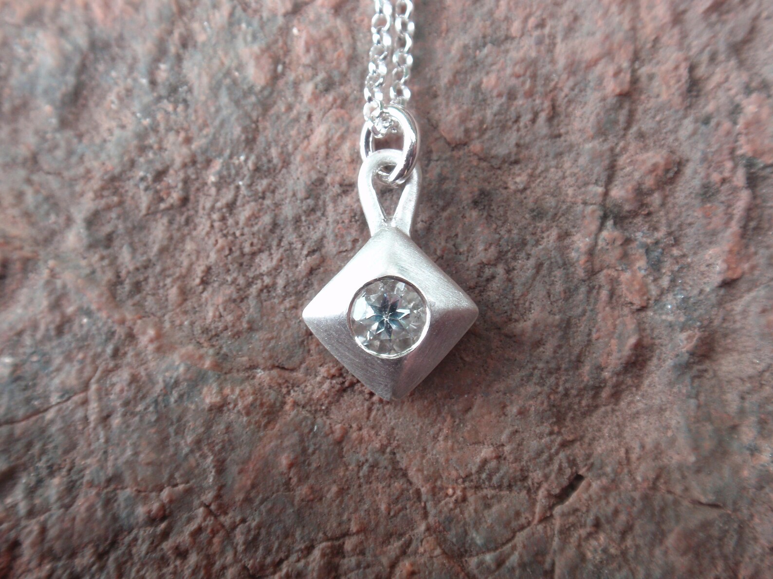 Diamond Necklace Dainty Solitaire Gemstone Necklace Charm - Etsy