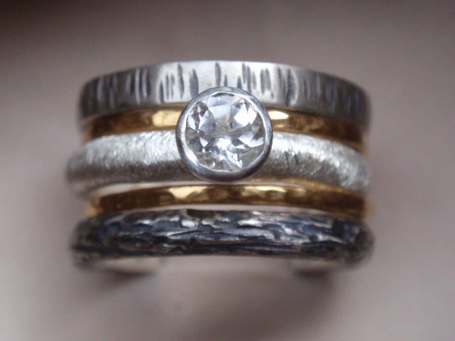 Engagement Ring Set Wedding Rings Set of 5 Stacking Rings | Etsy