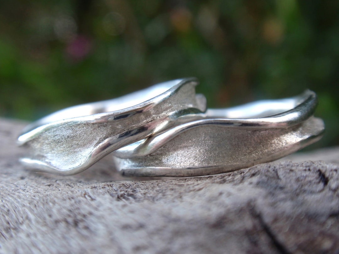 His and Hers Unique Wedding Rings Handmade Sterling Silver Wedding Band ...