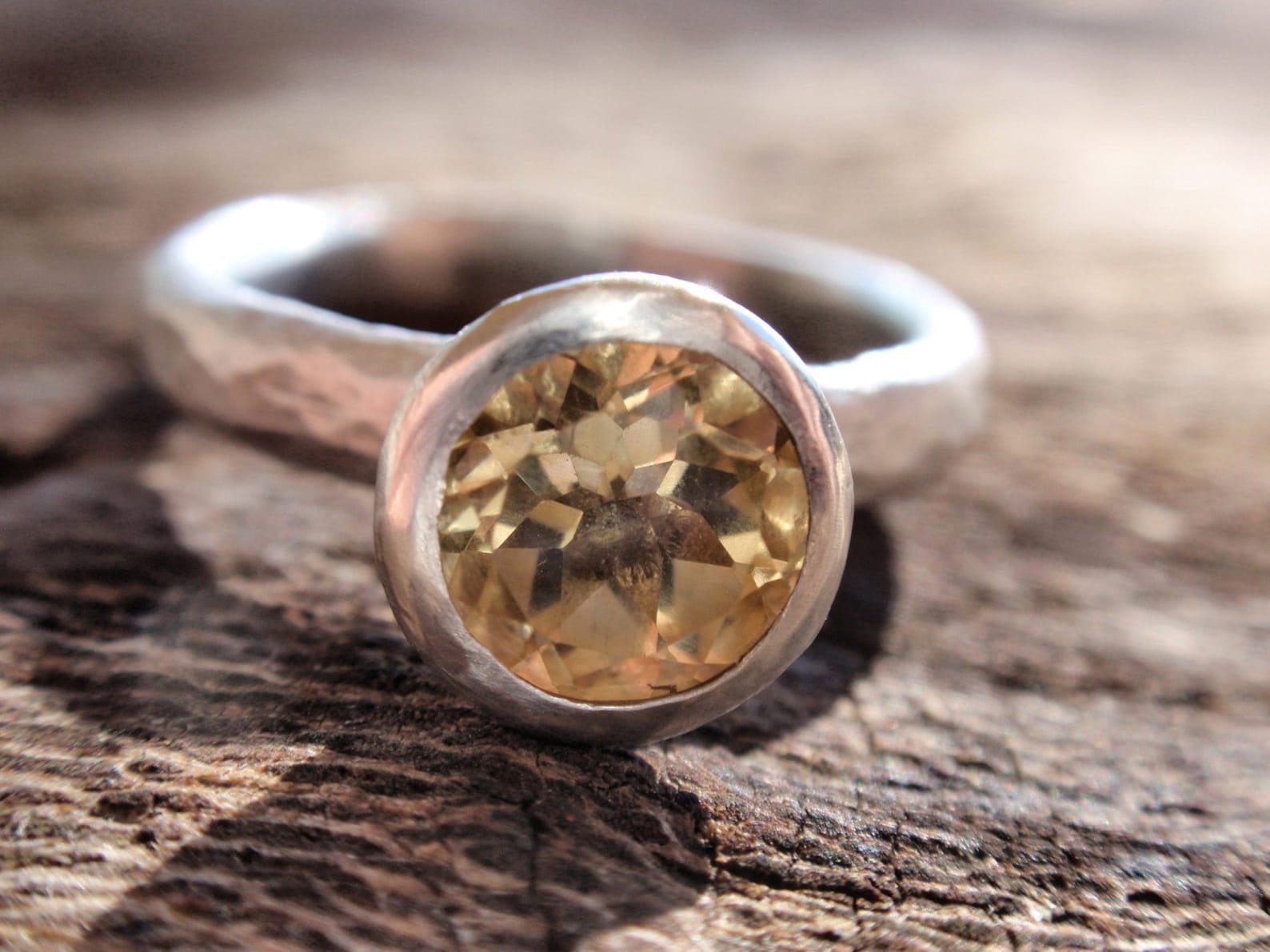 Natural Yellow Citrine Ring - November Birthstone Ring - Stacking Ring ...