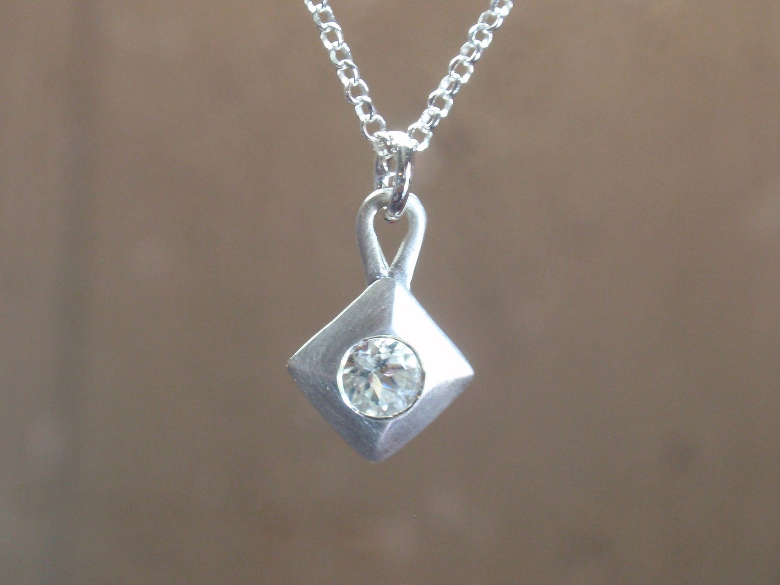 Diamond Necklace Dainty Solitaire Gemstone Necklace Charm - Etsy