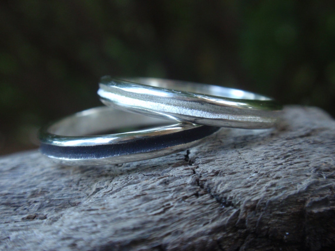 Matching Wedding Bands Sterling Silver Channel Shaped Stacking - Etsy