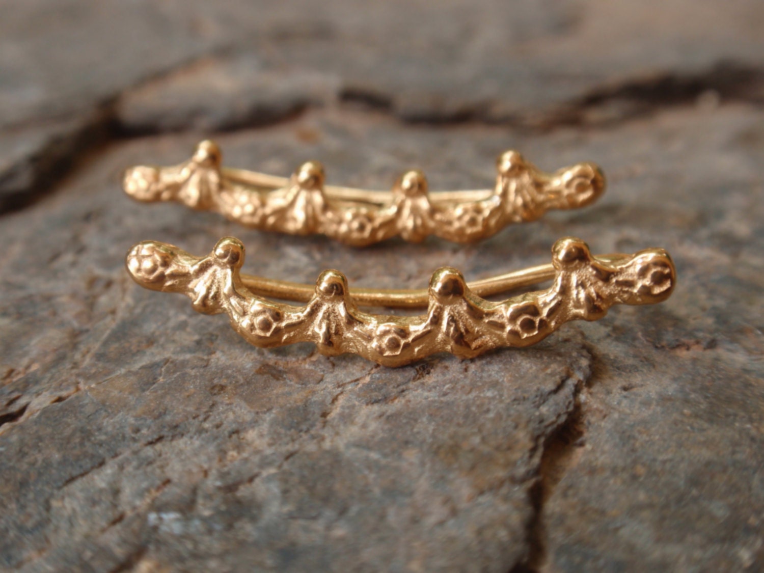 Crown Earrings Gold Crown Ear Climbers Ear Crawlers Rose | Etsy