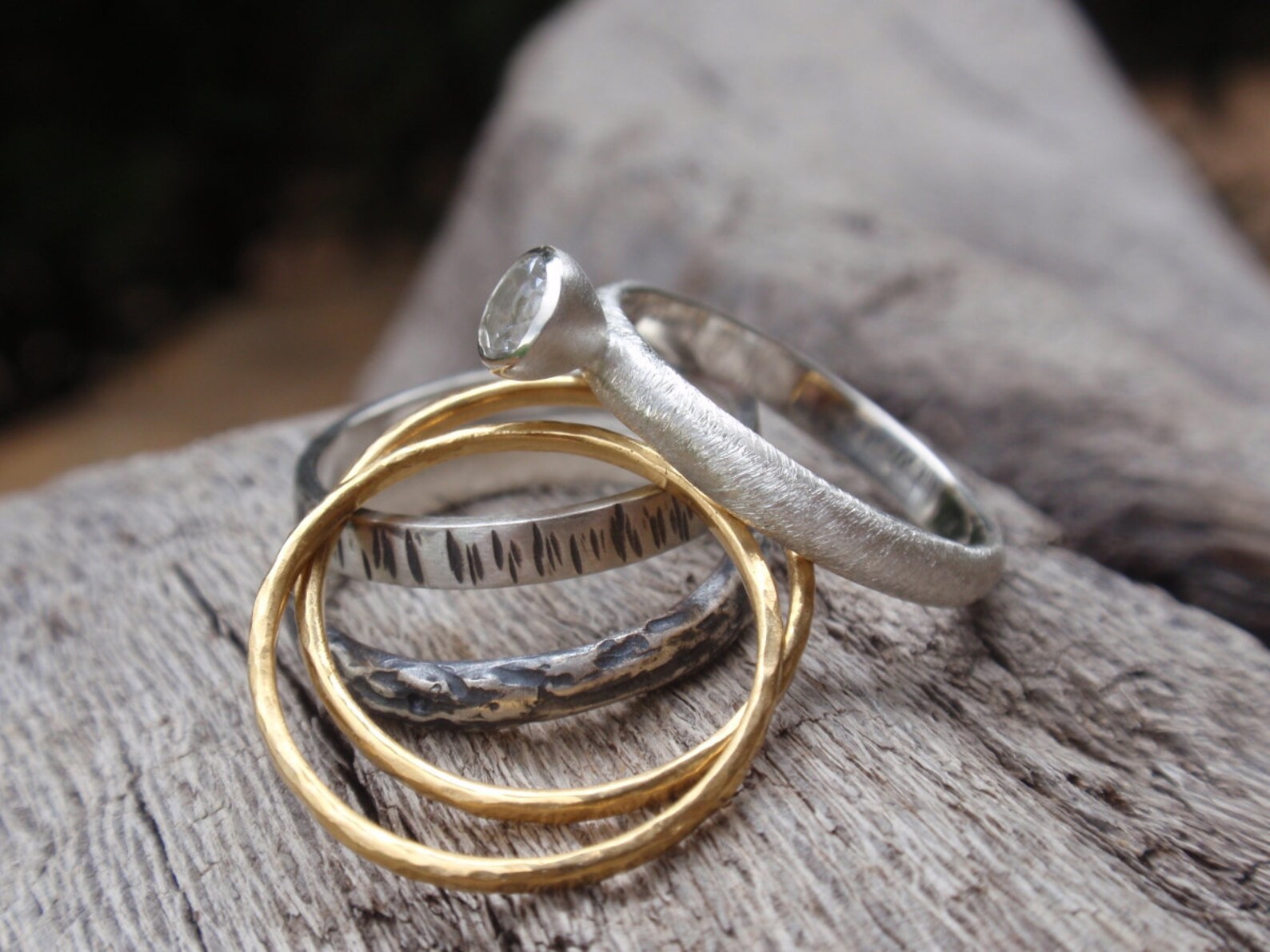 Engagement Ring Set Wedding Rings Set of 5 Stacking Rings | Etsy