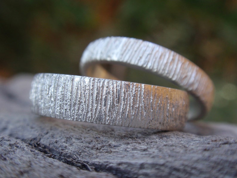 Tree Bark Wedding Band Ring Sterling Silver Wood Grain - Etsy