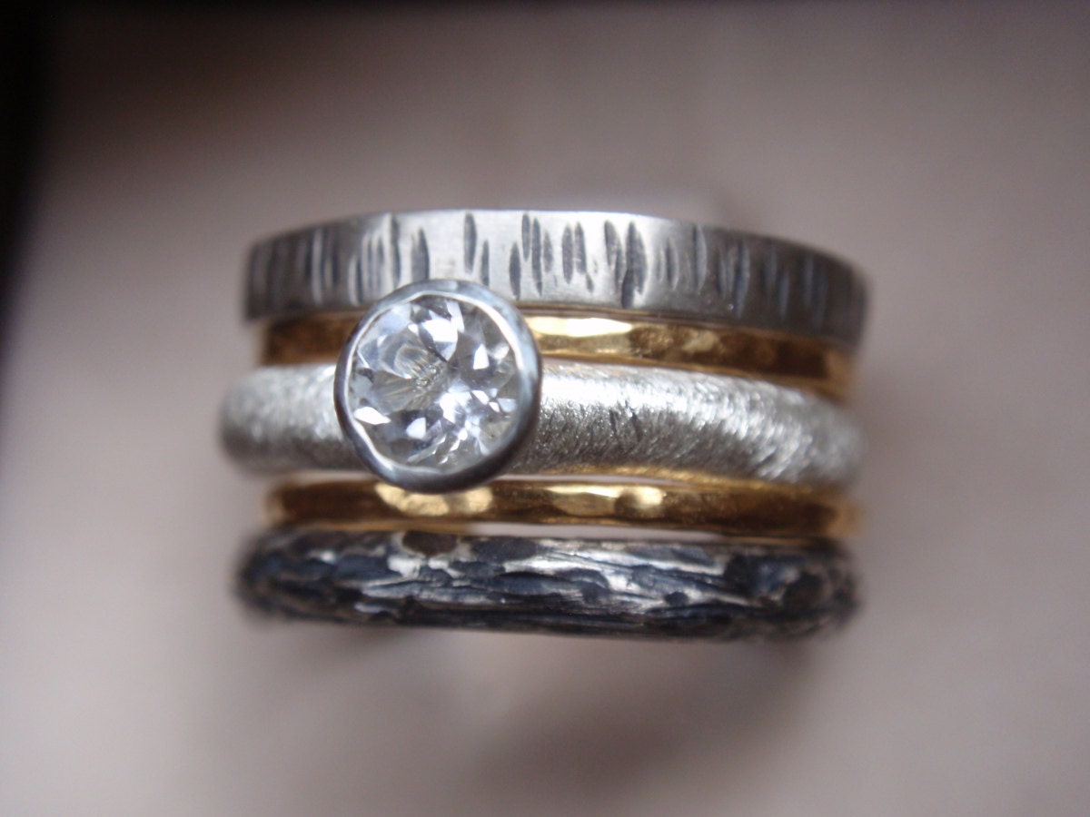 Engagement Ring Set Wedding Rings Set of 5 Stacking Rings | Etsy