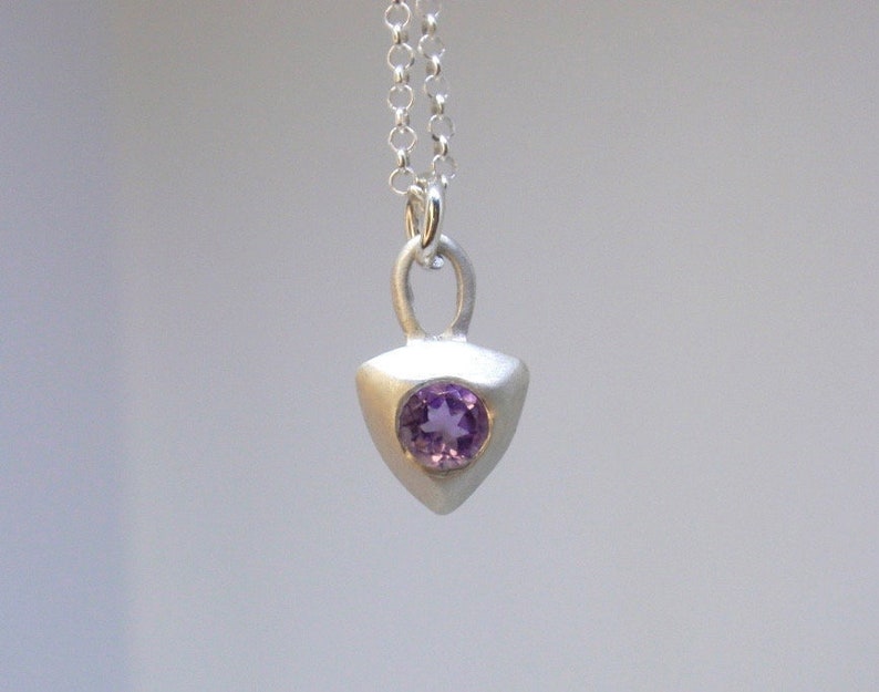 Tiny Triangle Necklace Purple Amethyst Gemstone Pendant February ...
