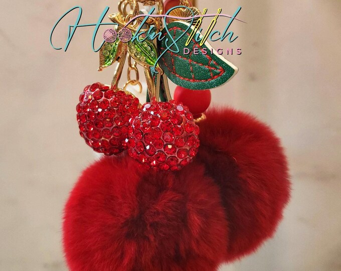 Red Cherry Bag Charm Cluster Handbag Charm - Etsy