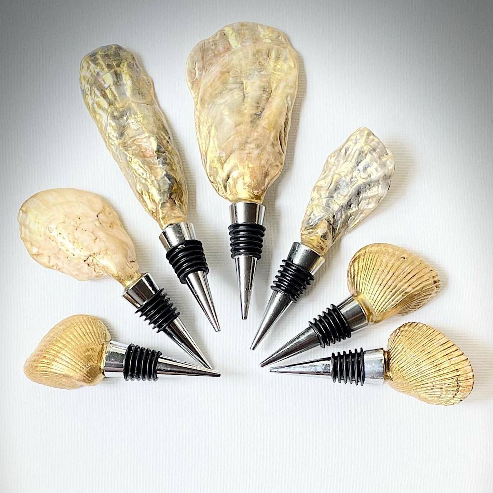 Handcrafted Oyster Shell Wine Stoppers: Coastal Decor for Beach Lovers ...