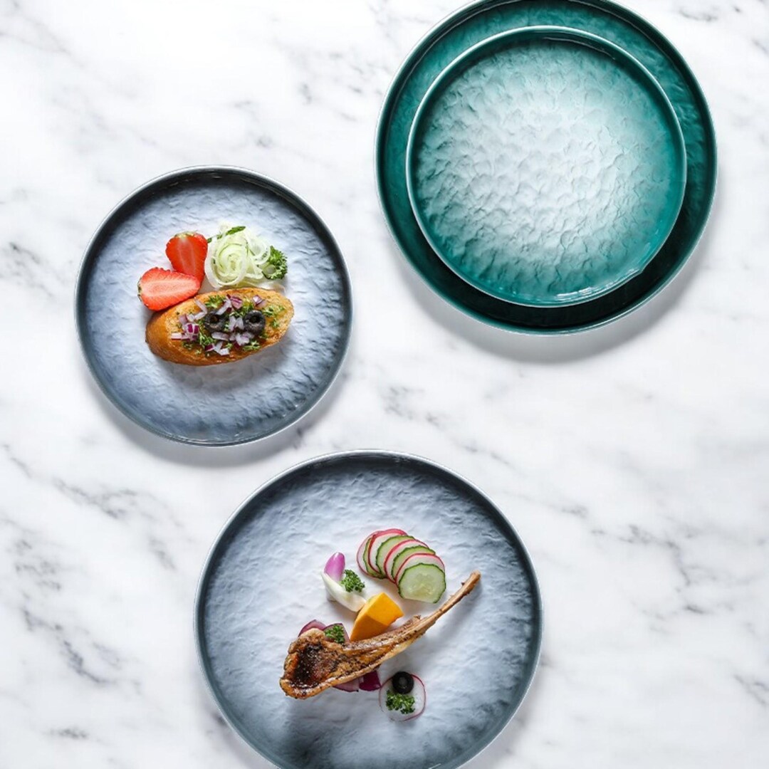 Nordic Round Ceramic Plate | Celebrity Colorful Steak Plate | Flat Base ...