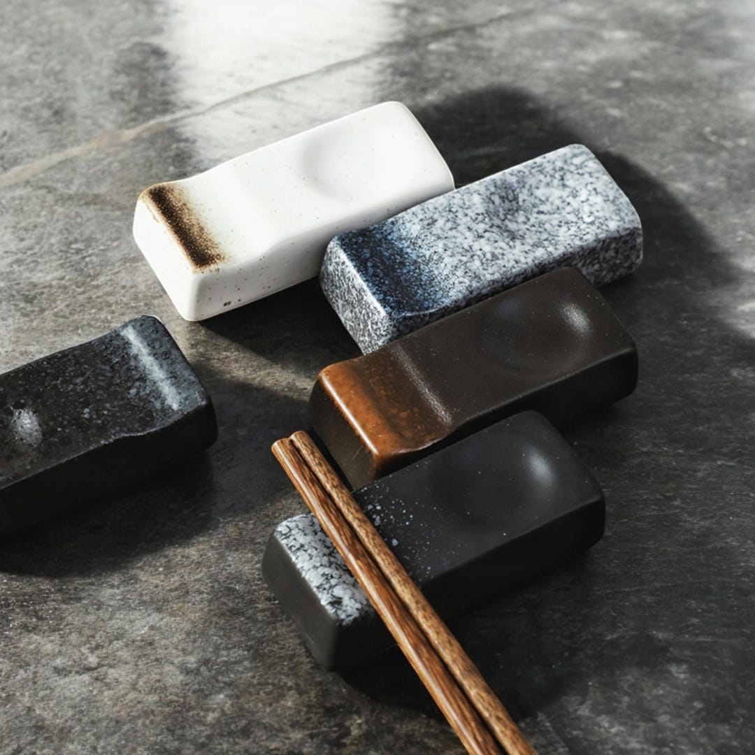 Japanese Chopstick Stand Holder Ceramic Spoon Rest Elegant Retro ...