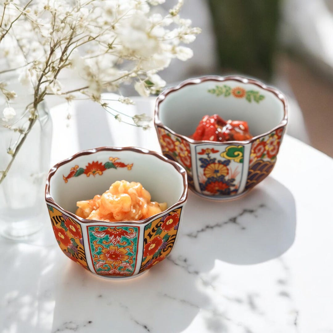 Japanese Ceramic Bowl Vibrant Floral Design Ideal for Rice, Noodles ...