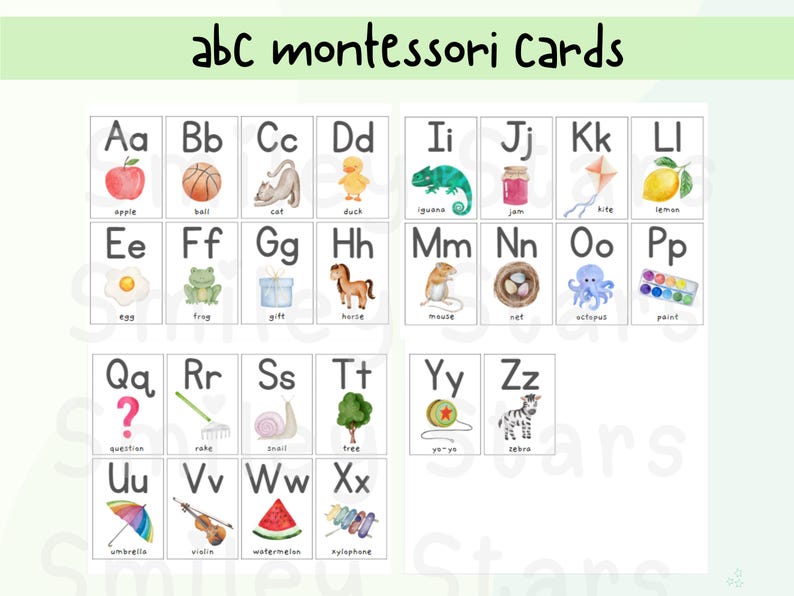 Alphabet Flash Cards, Montessori Cards, Montessori, Preschool ABC ...