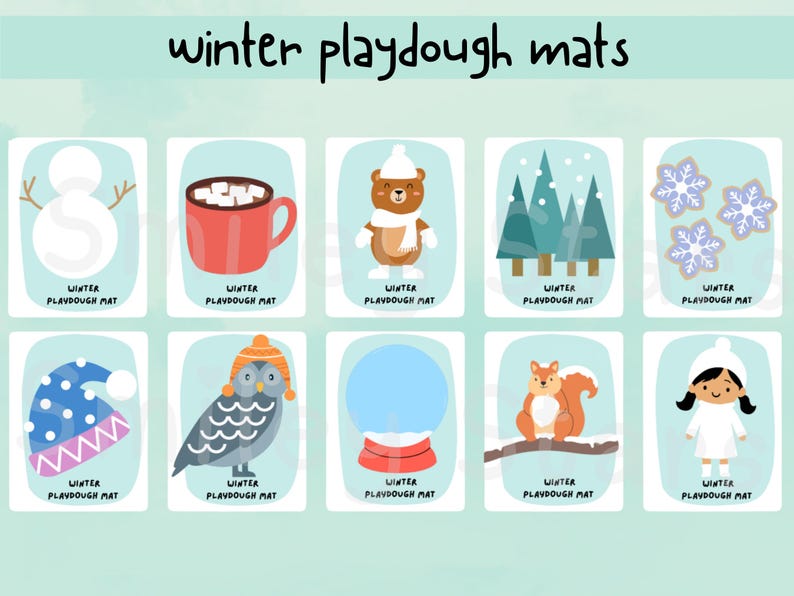 Winter Activity for Kids, Playdoh Mats, Winter Playdough Mats, Winter ...