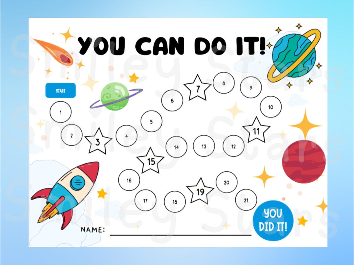 Reward Chart for Kids, Outer Space Reward Chart, Coloring Reward Chart ...