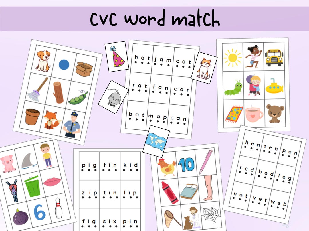 CVC Words, CVC Reading, Kindergarten Reading, Matching Activity for ...