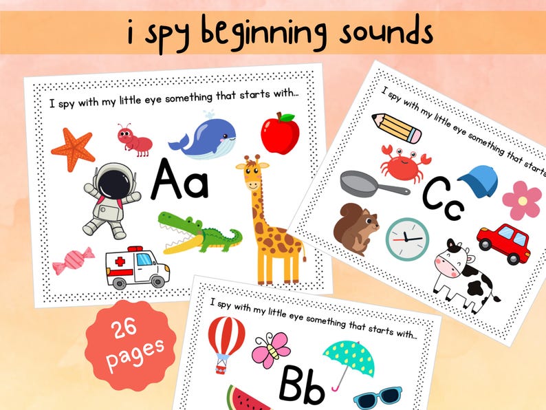 I Spy Beginning Sounds, Beginning Sounds Activity, ABC I Spy, Alphabet ...