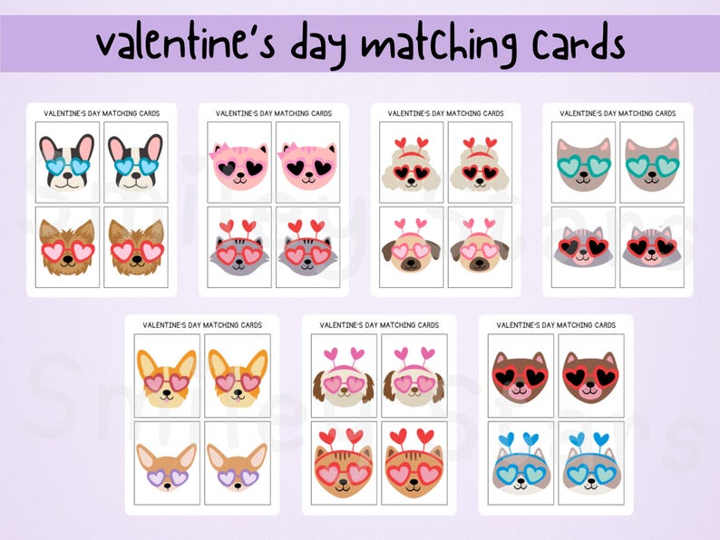 Valentine's Day Activity for Kids, Matching Cards, Memory Cards ...