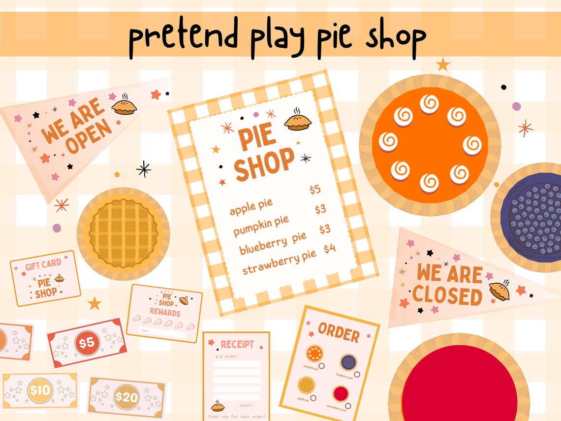 Pie Shop Pretend Play, Thanksgiving Activity for Kids, Thanksgiving ...
