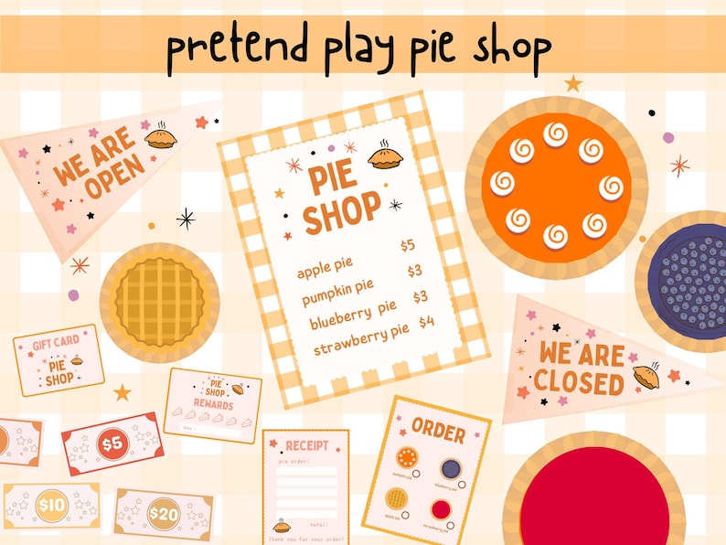 Pie Shop Pretend Play, Thanksgiving Activity for Kids, Thanksgiving ...