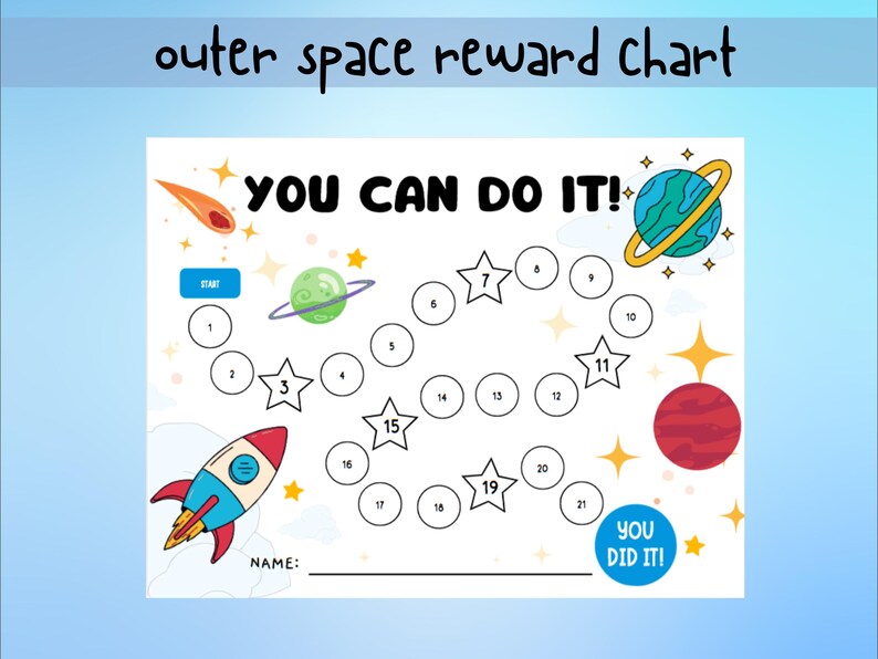 Reward Chart for Kids, Outer Space Reward Chart, Coloring Reward Chart ...