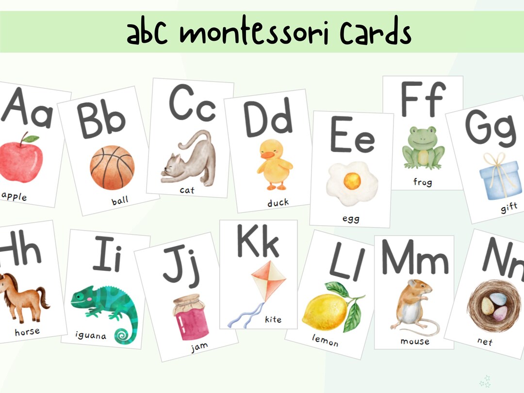 Alphabet Flash Cards, Montessori Cards, Montessori, Preschool ABC ...