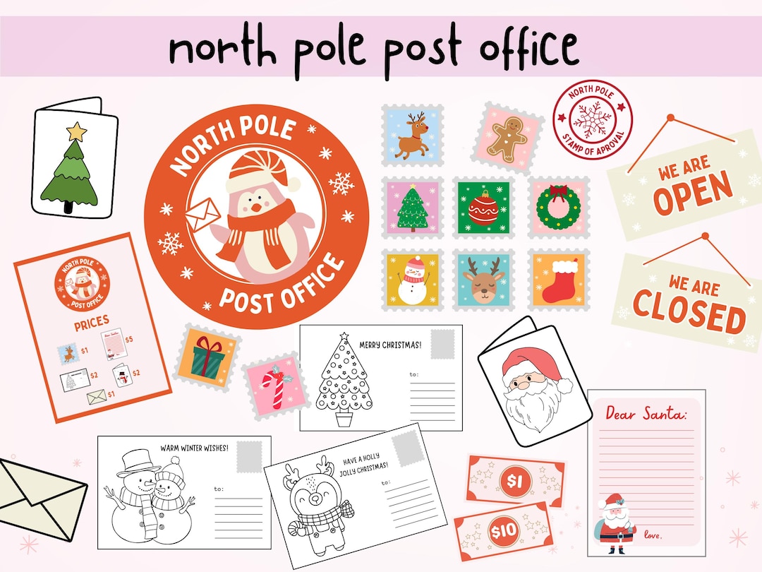 Christmas Activity, North Pole Post Office, Post Office Pretend Play ...