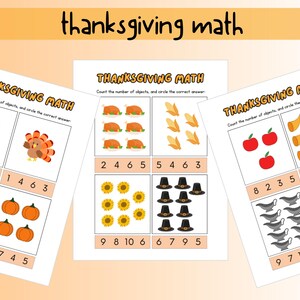 Thanksgiving Math, Math Activity for Kids, Preschool Activity, Math ...