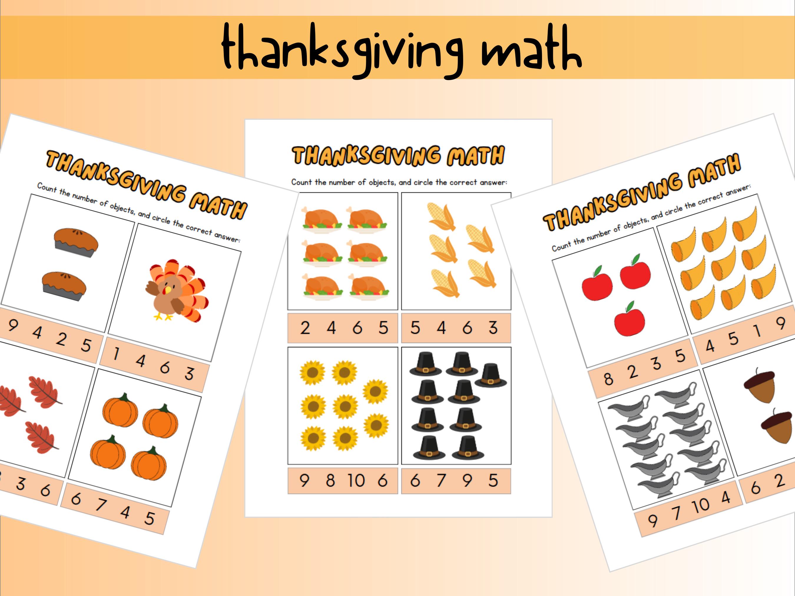 Thanksgiving Math, Math Activity for Kids, Preschool Activity, Math ...
