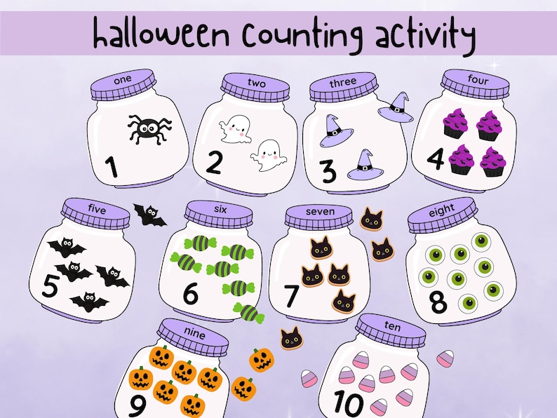 Halloween Activity for Kids, Halloween Counting Activity, Preschool ...