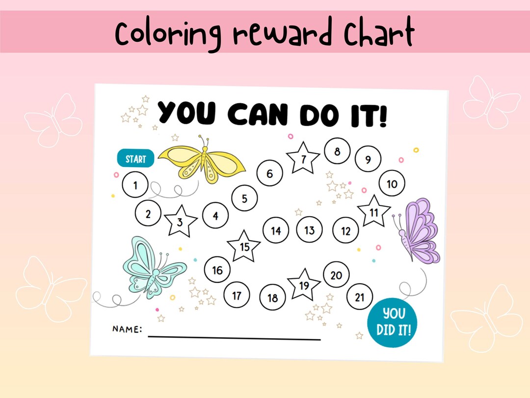 Coloring Reward Chart for Kids, Reward Chart, Sticker Chart, Potty ...