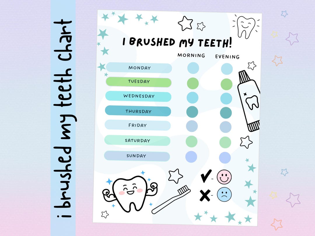 I Brushed My Teeth Chart, Teeth Brushing Chart, Teeth Brush Tracker - Etsy