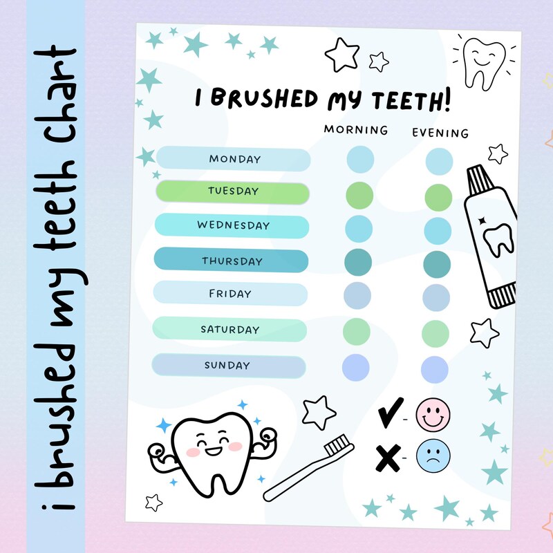 Tooth Brushing Chart - Etsy
