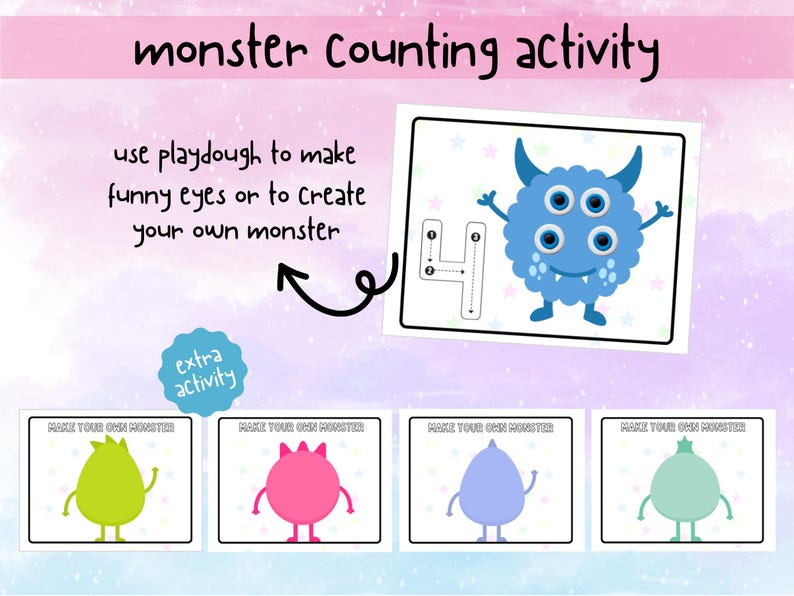 Monster Counting Activity, Counting Activity for Kids, Counting Monster ...