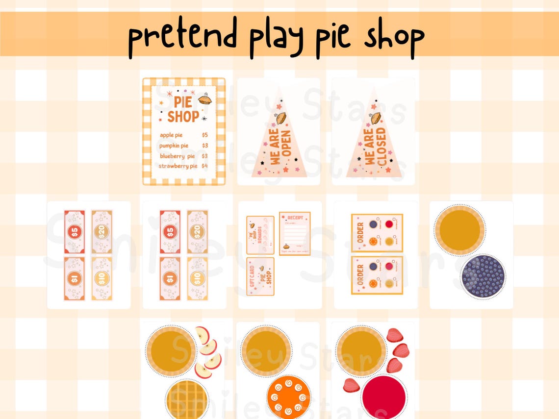 Pie Shop Pretend Play, Thanksgiving Activity for Kids, Thanksgiving ...