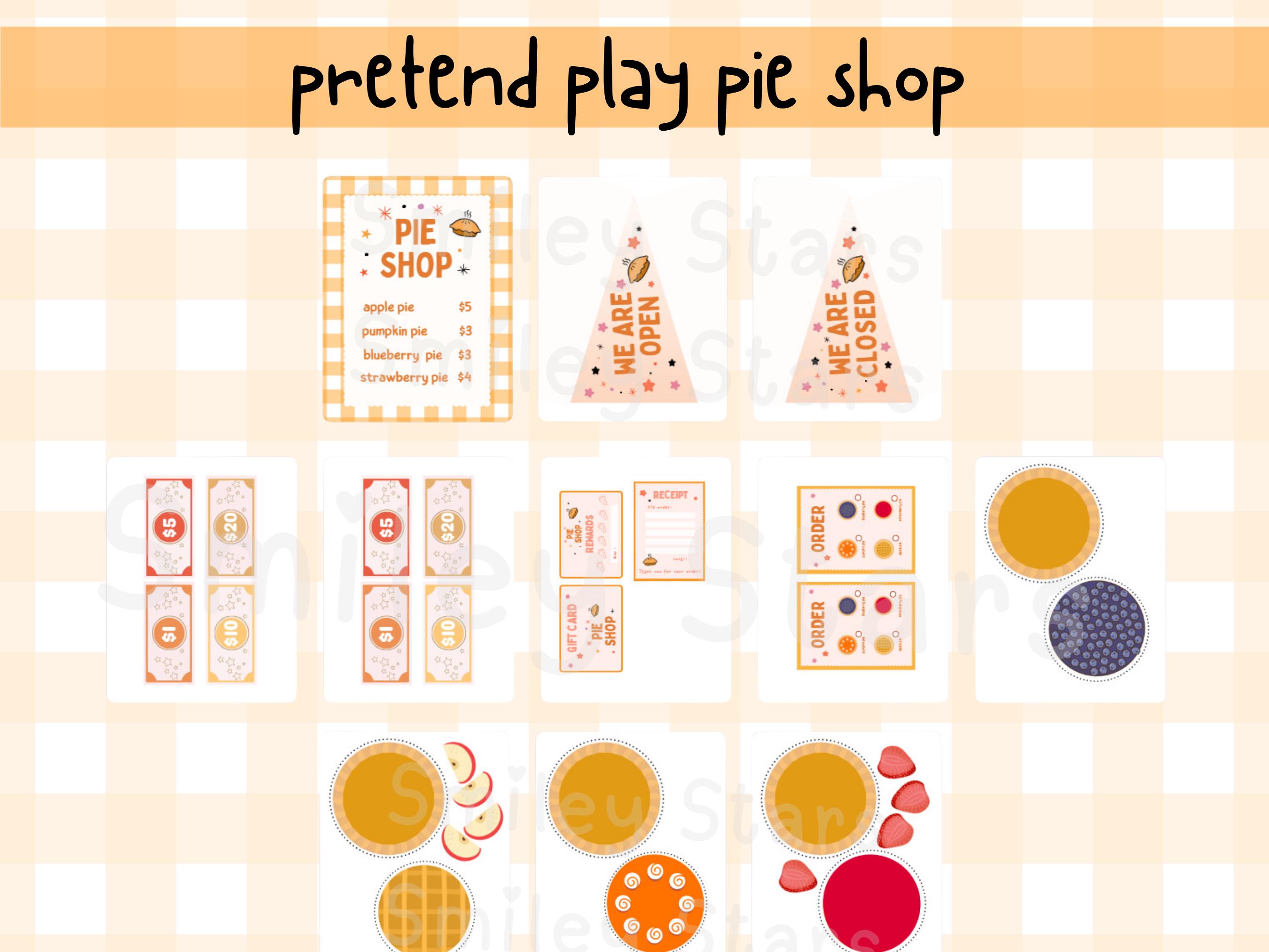 Pie Shop Pretend Play, Thanksgiving Activity for Kids, Thanksgiving ...