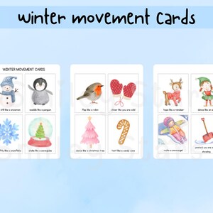 Winter Movement Cards, Christmas Activity for Kids, Action Cards for ...