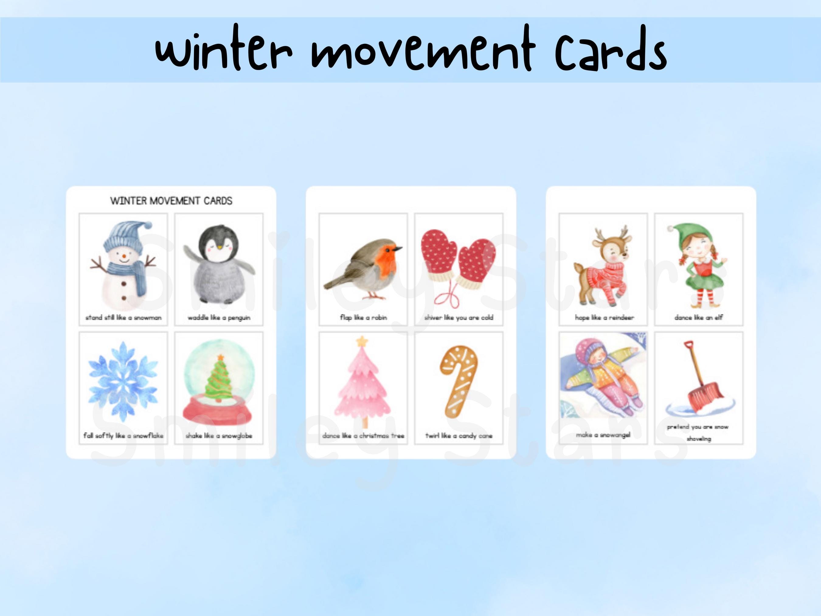 Winter Movement Cards, Christmas Activity for Kids, Action Cards for ...